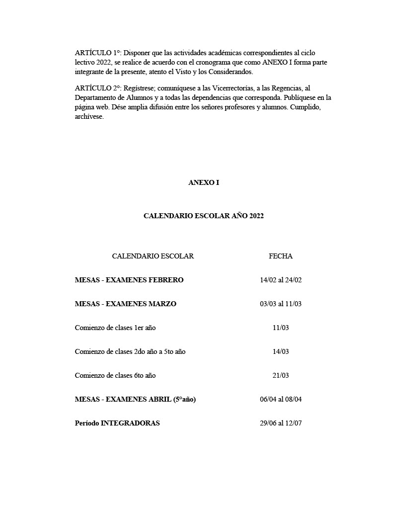 Calendario Académico